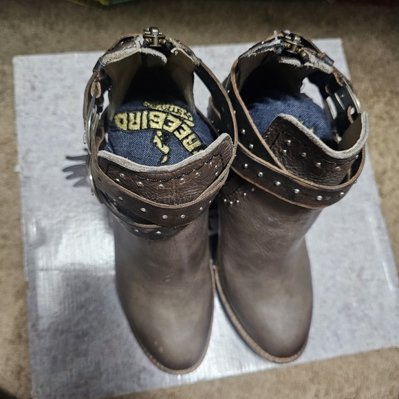 Freebird by Steven | Shoes | Freebird By Steven Lion Rainbow Boots Strappy Booties Stacked Heel ...